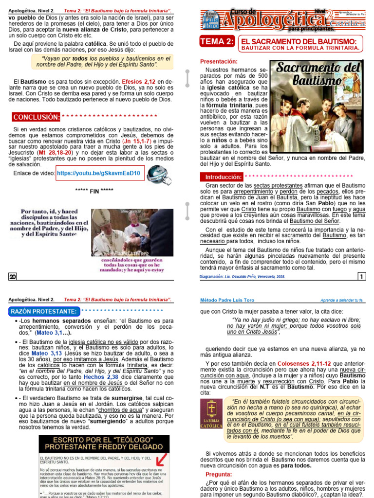 Tema-2-El Sacramento Del Bautismo - Bautizar Con La Fórmula Trinitaria-1 | PDF | Bautismo | Jesús