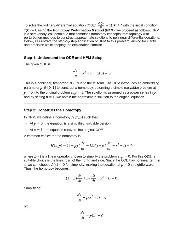 HPM for Nonlinear ODE Solutions | PDF | Ordinary Differential Equation ...
