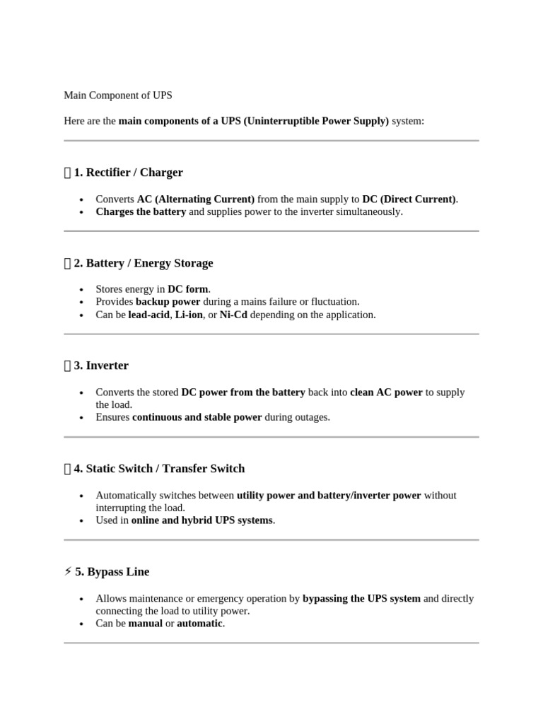 Main Component of UPS | PDF