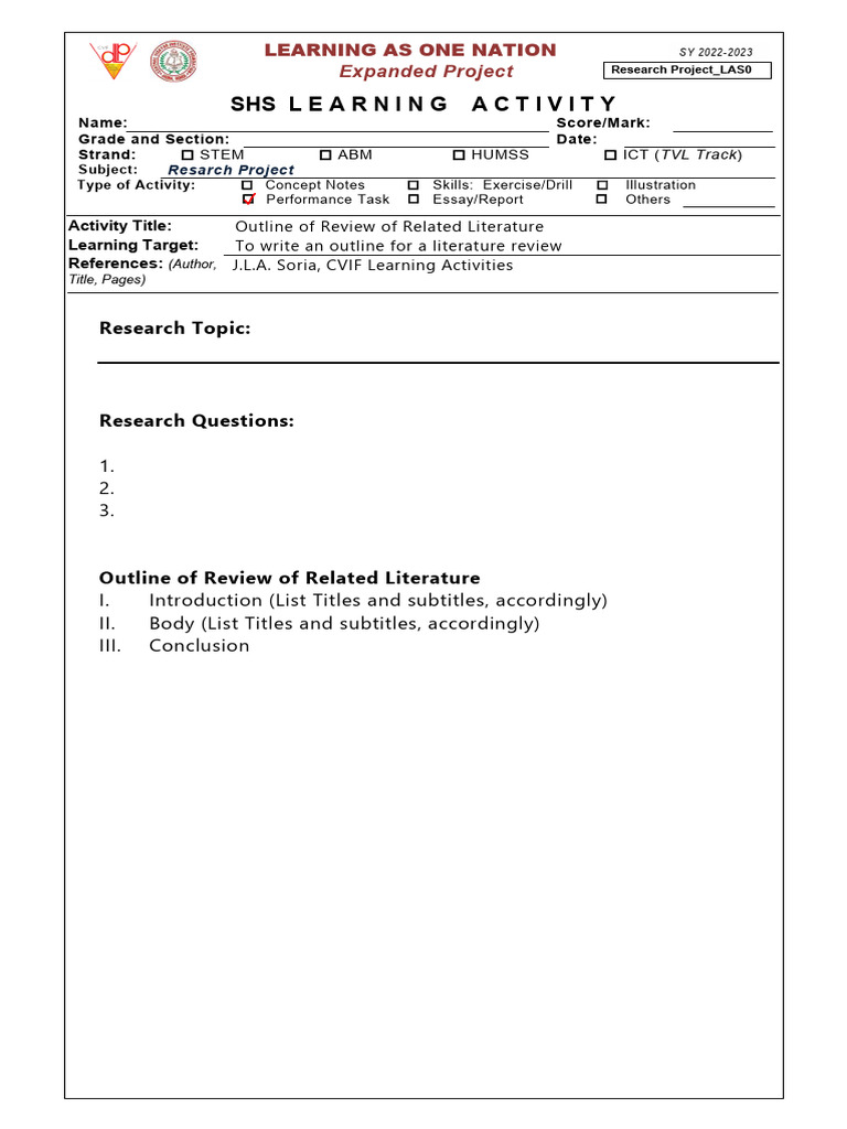 Research Project LAS 06 Outline of RRL | PDF