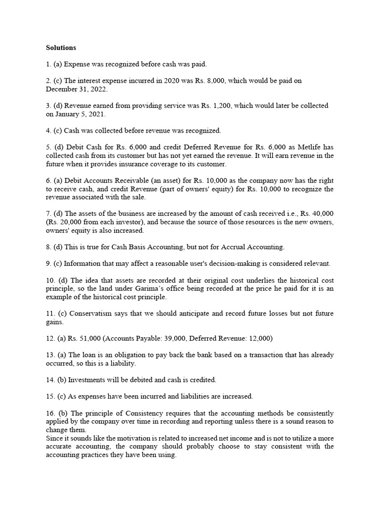 Sample Quiz Paper 1 Solutions | PDF | Debits And Credits | Business