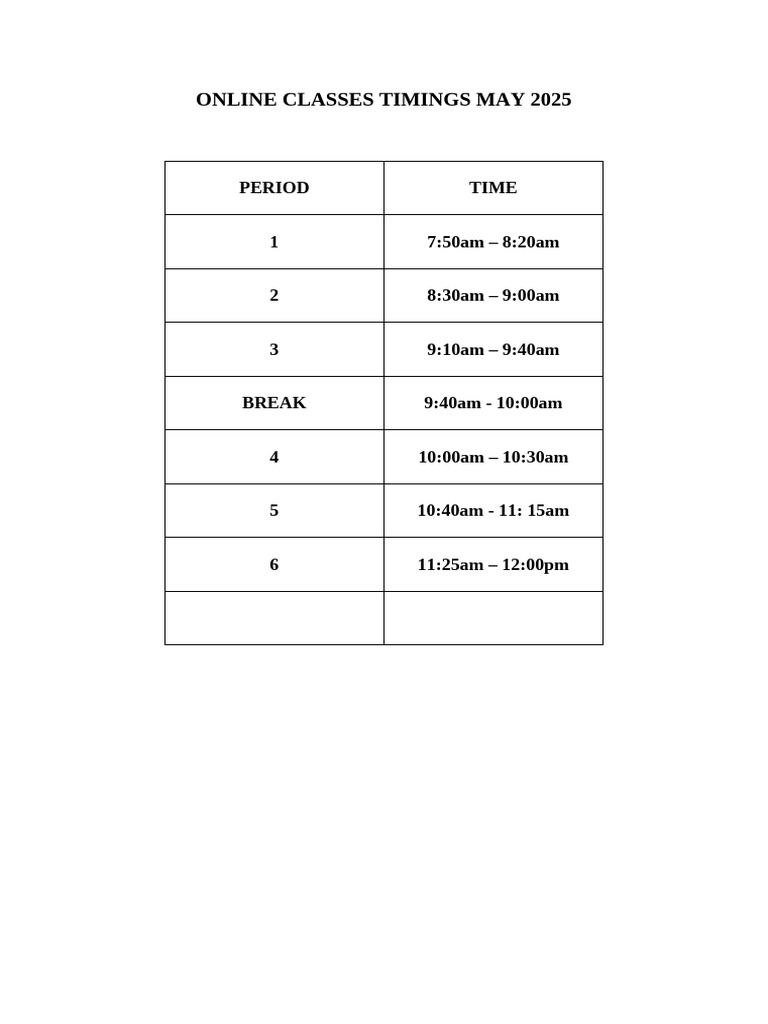On Line Bell Timings - 26 May 2025 | PDF