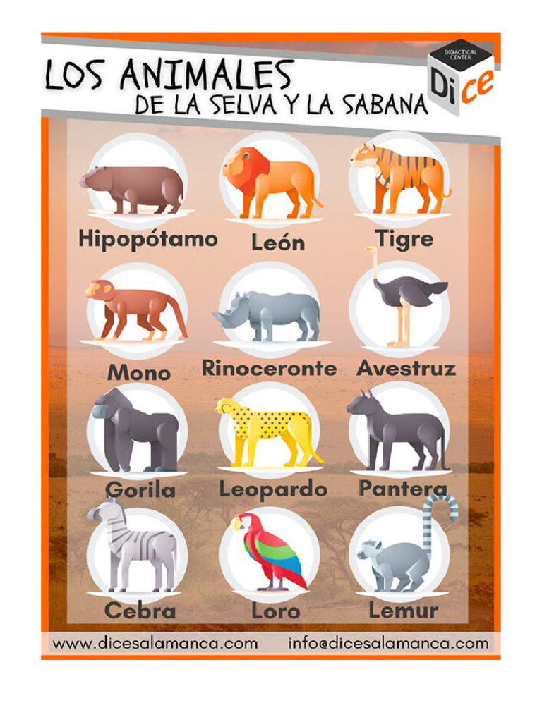 Animales de La Selva y La Sabana | PDF