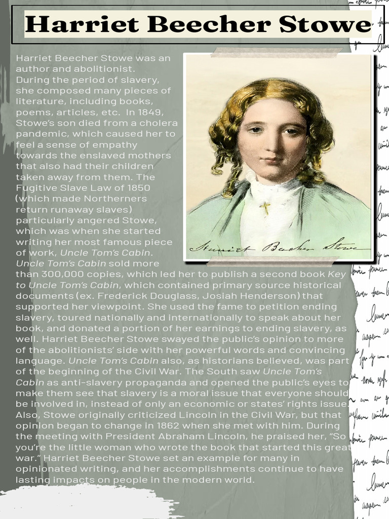 Harriet Beecher Stowe's Impact on Abolition | PDF