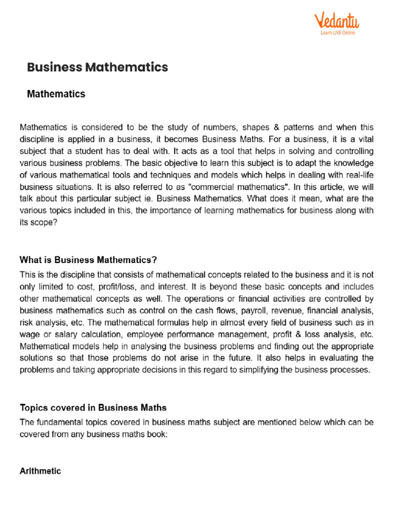 Business Mathematics | PDF