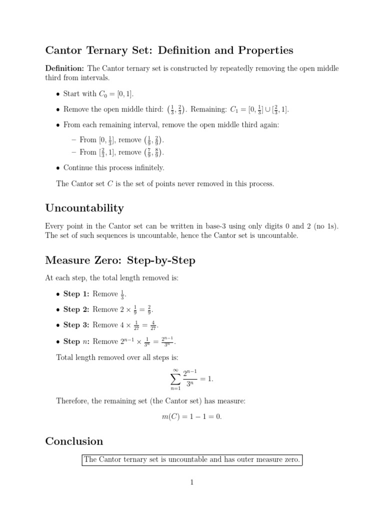 Cantor Ternary Set | PDF