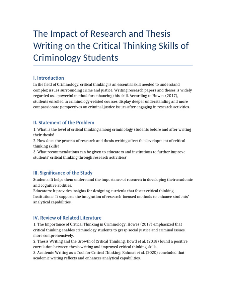 Critical Thinking Thesis | PDF | Critical Thinking | Criminology