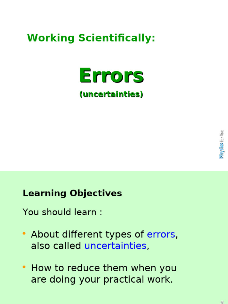 Understanding Errors in Scientific Work | PDF | Observational Error