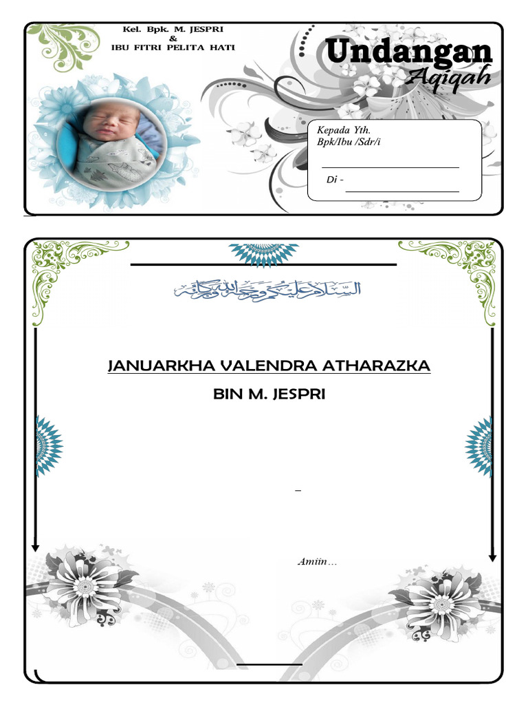 Undangan Aqiqah Janauarkha Valendra | PDF