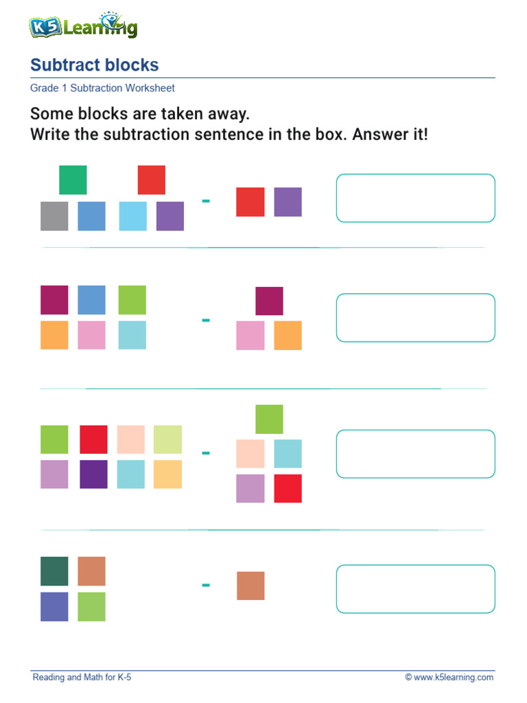 Grade 1 Subtraction Sentence Worksheet | PDF
