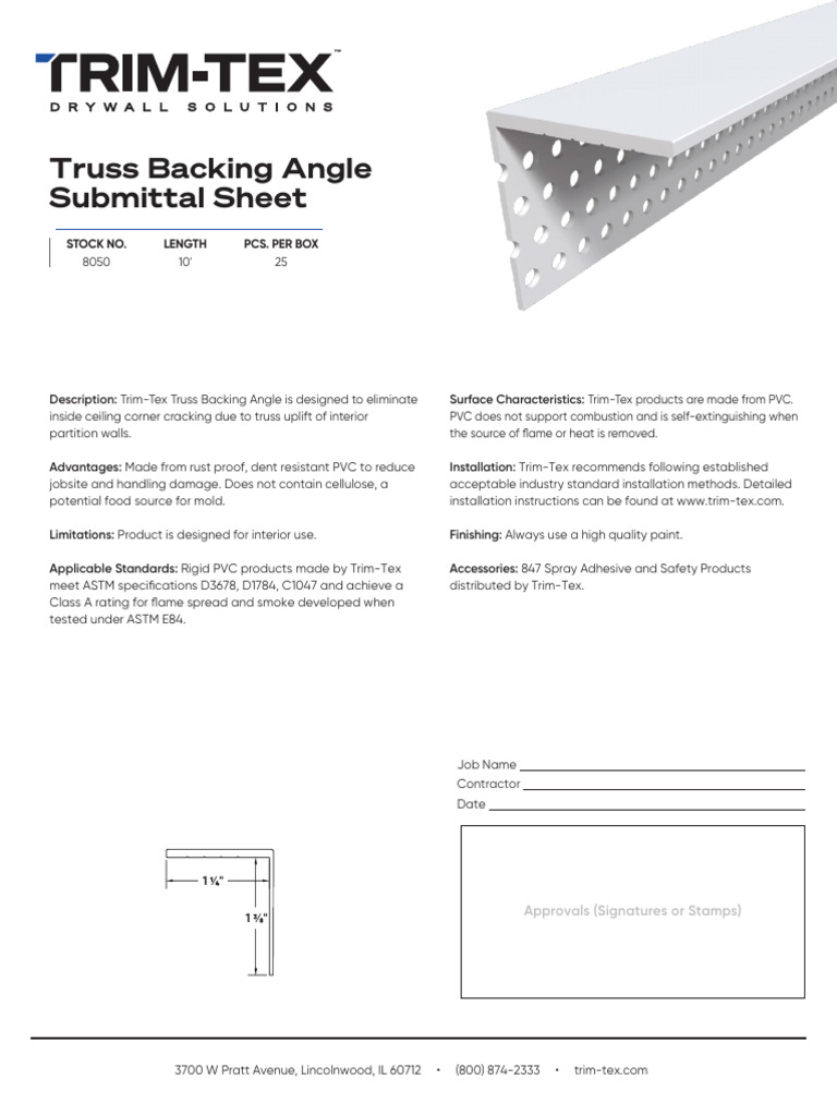 Truss Backing Angle Submittal Sheet | PDF