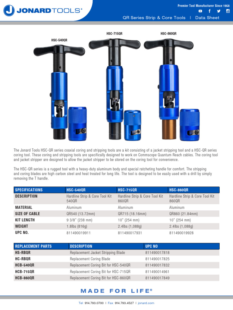 Data Sheet QR Series Strip Core Tools | PDF | Manufactured Goods