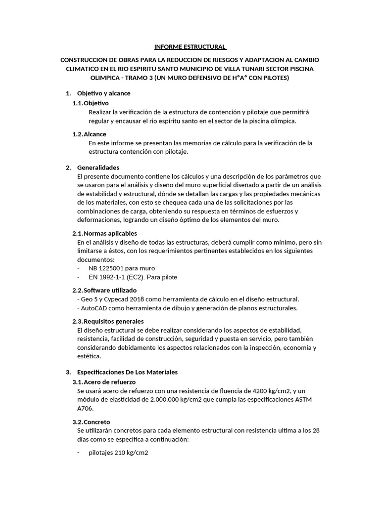 Informe Estructural | PDF | Hormigón | Mecánica de sólidos