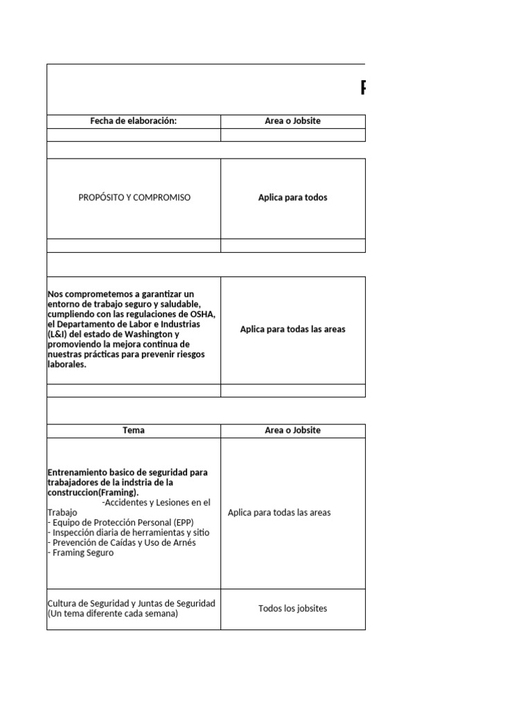 Plan Seguridad R&R Builders | PDF | Administración de Seguridad y Salud Ocupacional