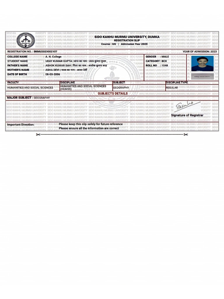 Registration Slip | PDF