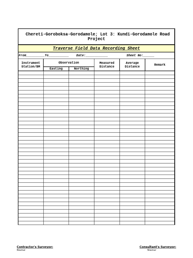 Traverse Coordinate Method Format | PDF