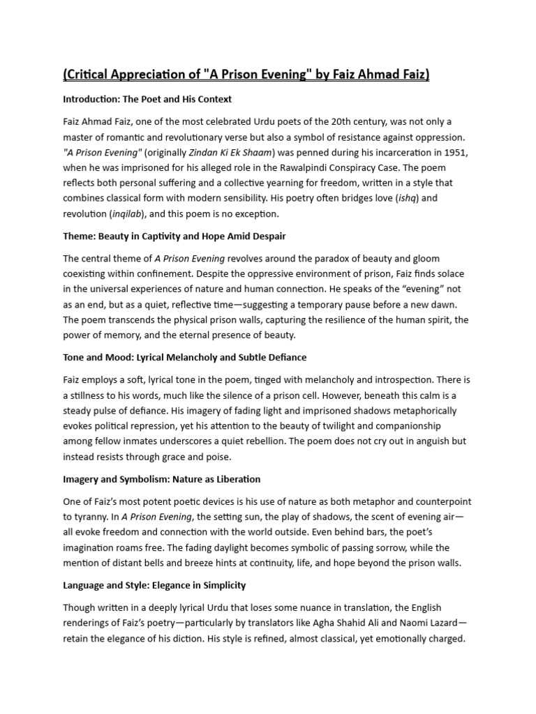 Critical Appreciation of Poems Pakistani Literature | PDF | Poetry ...