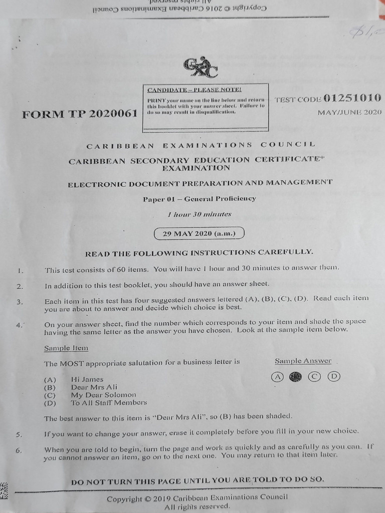 Edpm Csec Paper 1 2020 Key | PDF