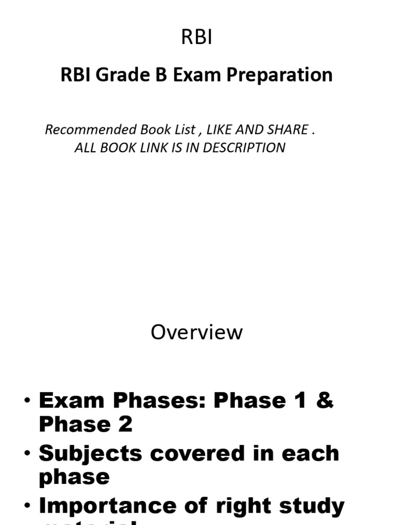 RBI Grade B Book List Presentation | PDF