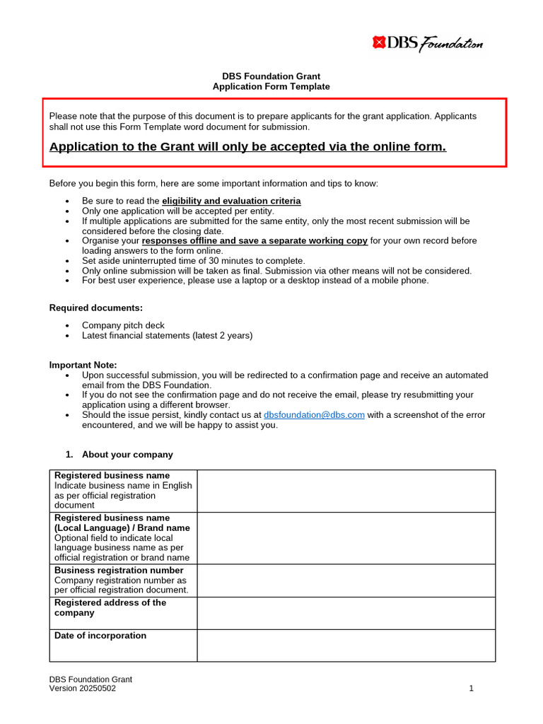 DBS Foundation Grant Application Guide | PDF | Revenue | Mental Health