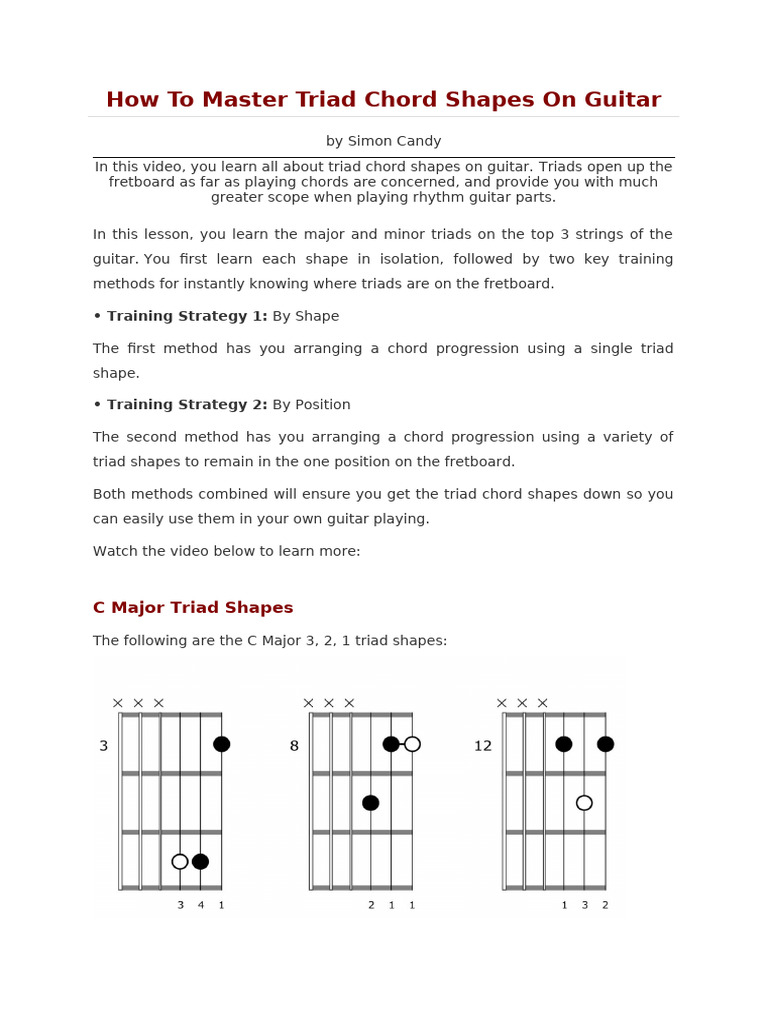 How To Master Triad Chord Shapes On Guitar | PDF