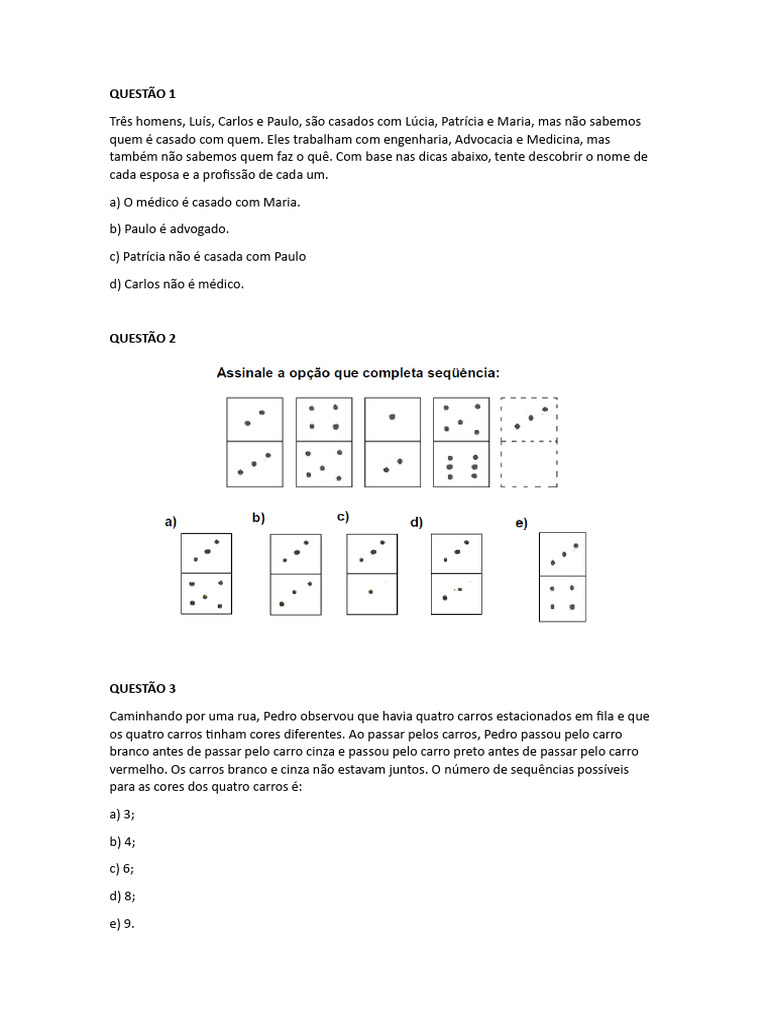 Teste de Logica - R2 - 25min | PDF