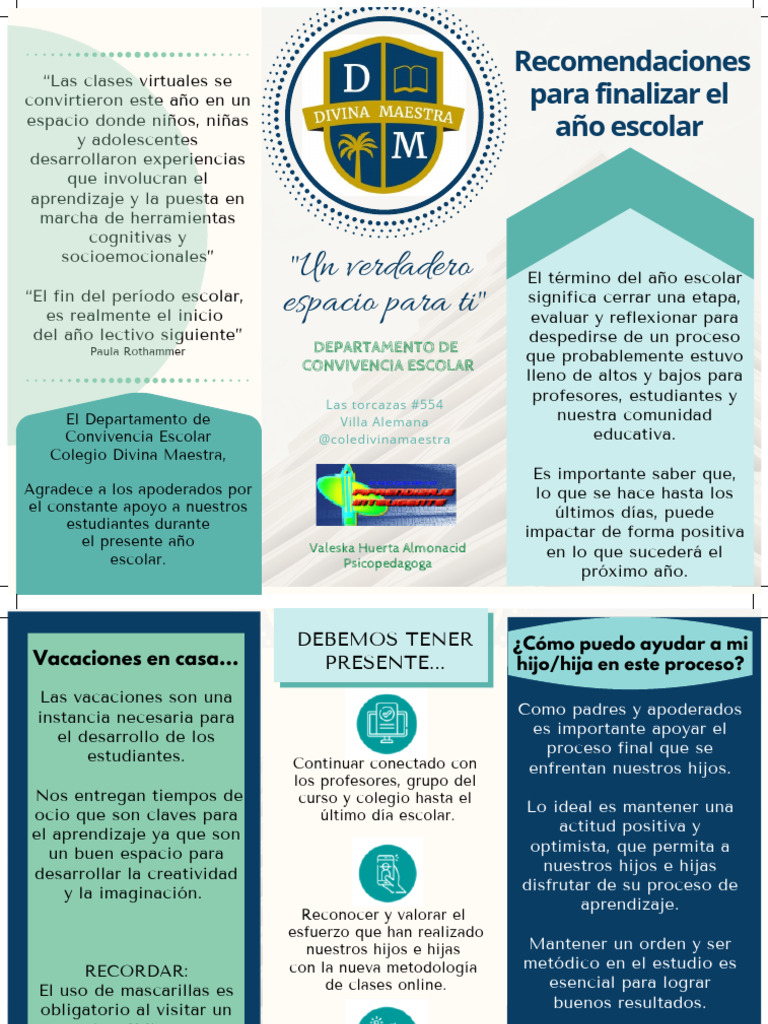 Recomendaciones para el Fin del Año Escolar | PDF | Aprendizaje ...