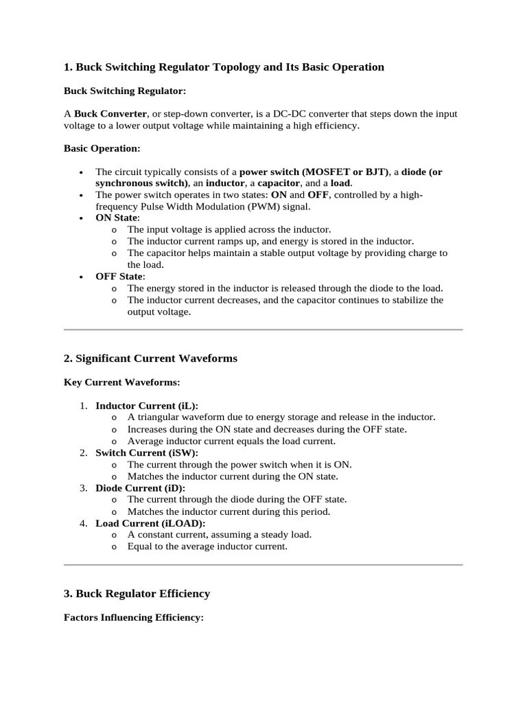 Buck Switching Regulator Topology and Its Basic Operation - Doc 1 | PDF ...