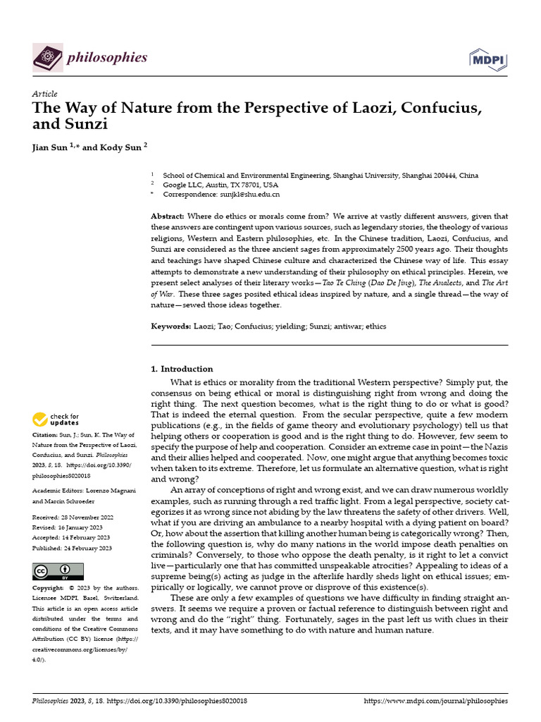 The Way of Nature From The Perspective of Laozi, Confucius, and Sunzi ...