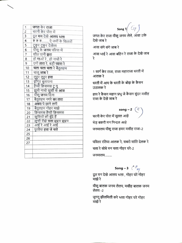 Carol Song Sheet | PDF