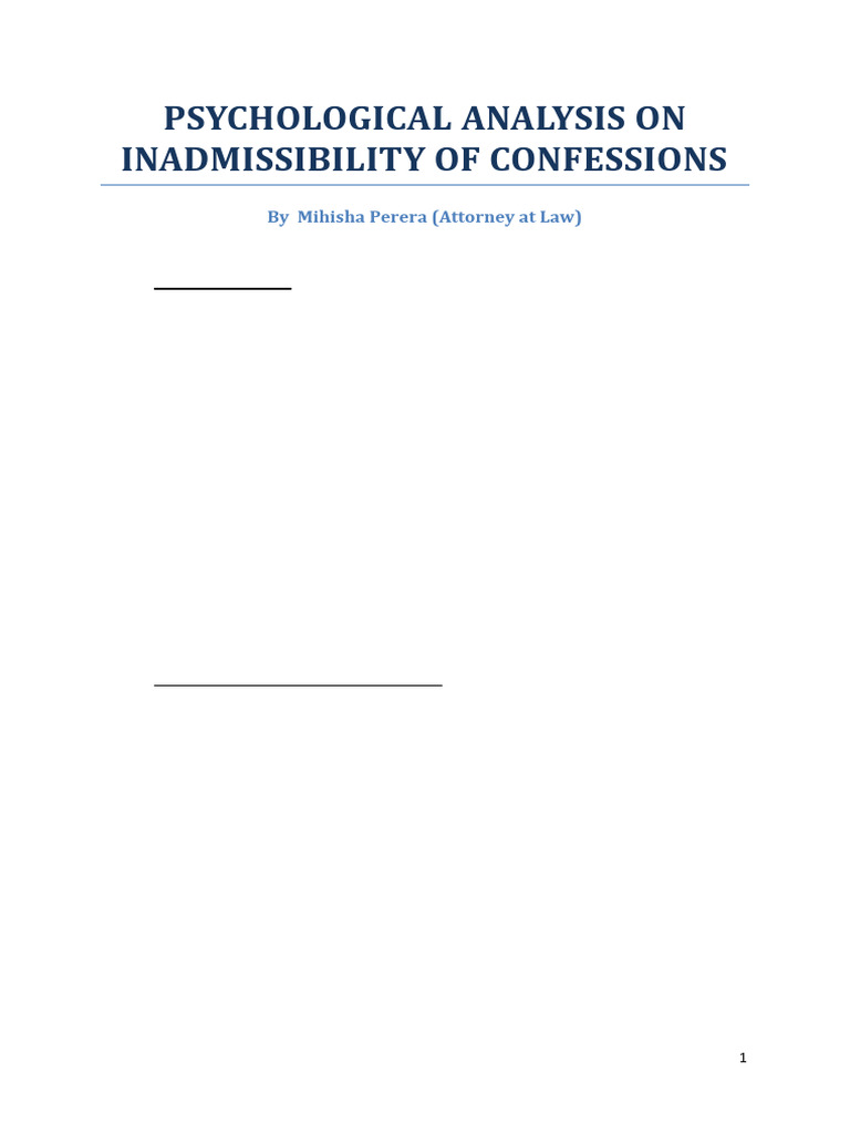 Confessions A Psychological Analysis by Mihisha Perera | PDF | Confession (Law) | Justice