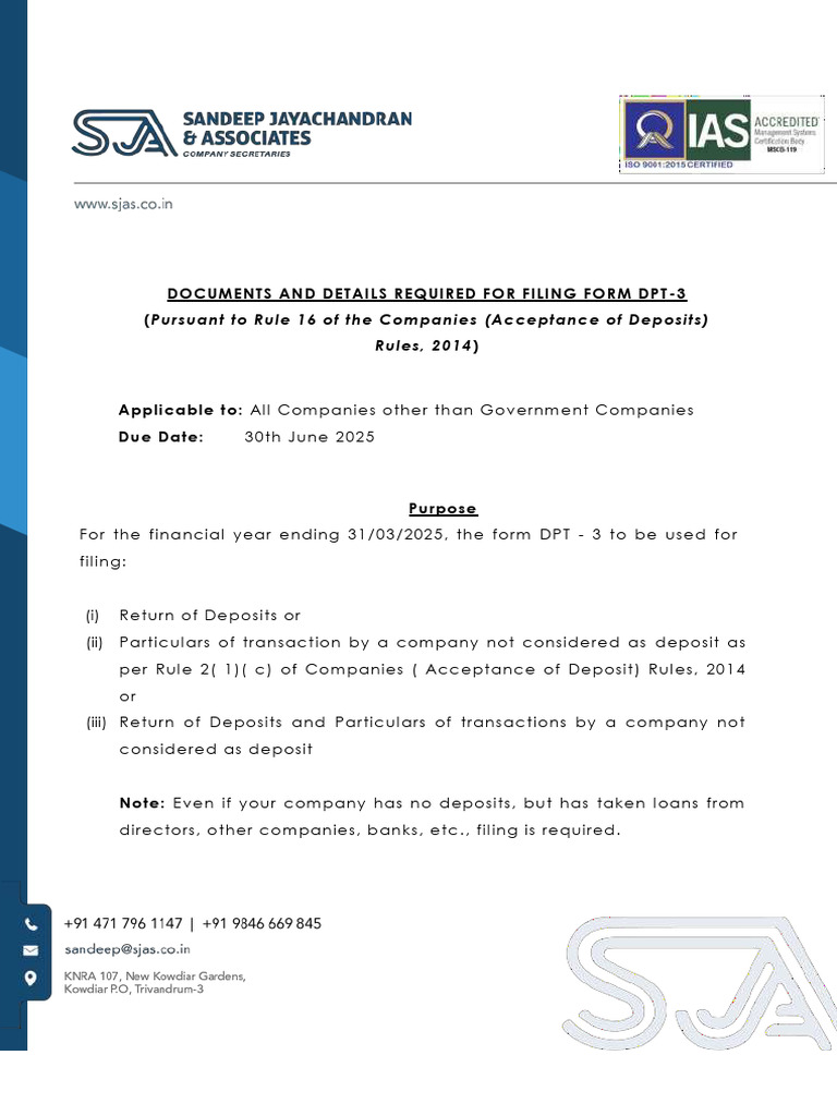 Checklist For DPT-3 - 2024-25 | PDF | Financial Services