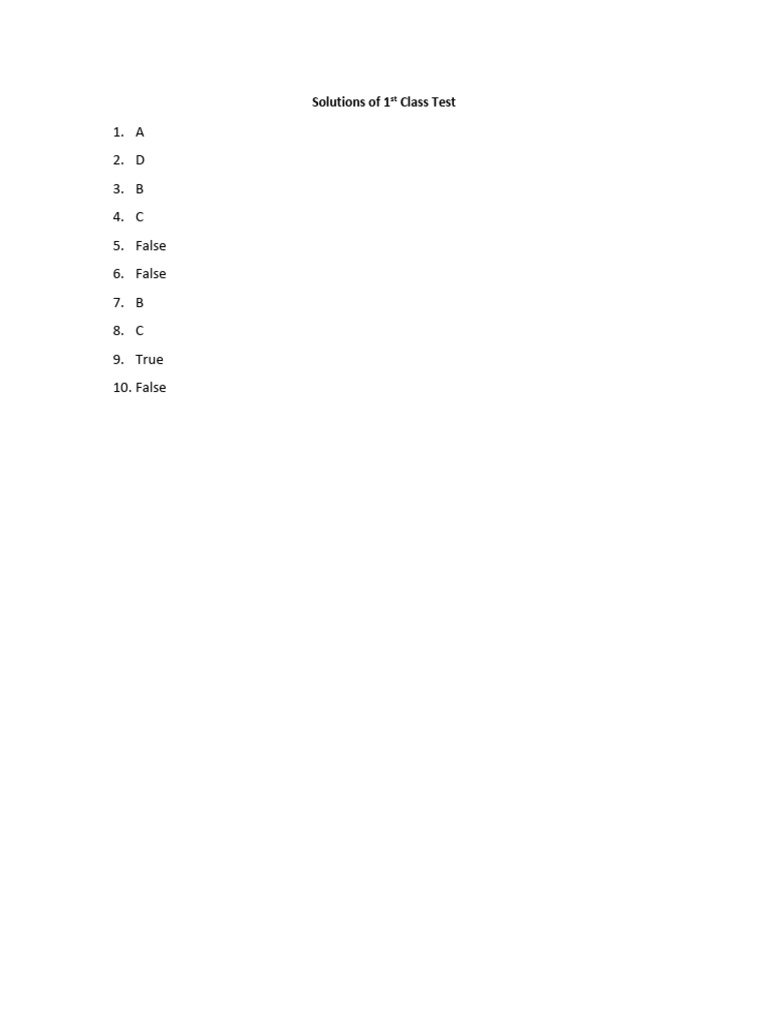 Answer of 1st Class Test | PDF