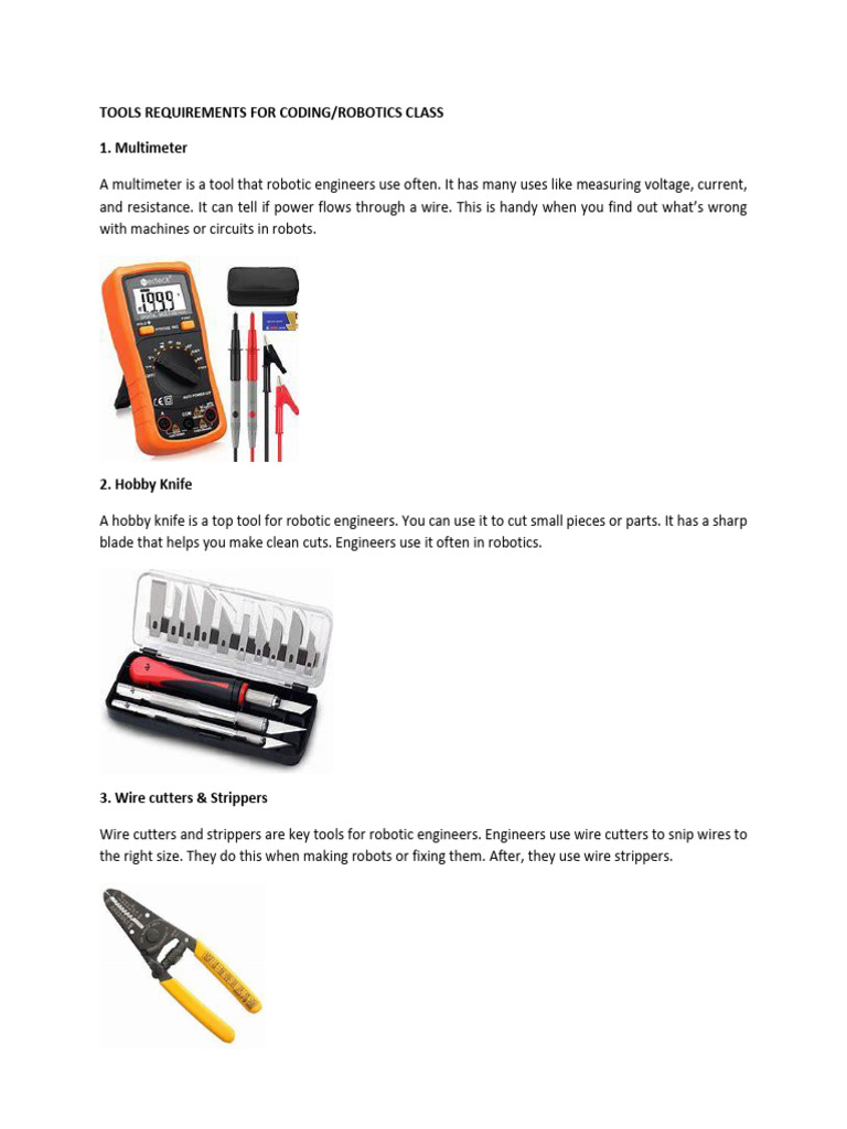 Essential Tools for Robotics Engineering | PDF | Electrical Network ...