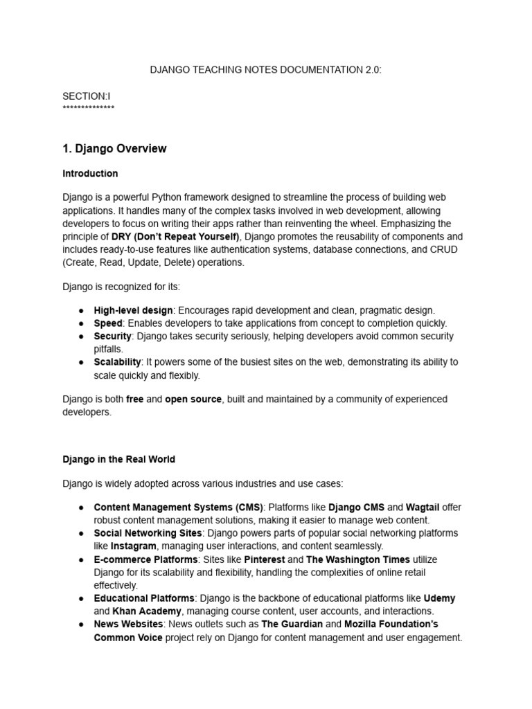 Django Teaching Notes Documentation 2.o | PDF | Model–View–Controller ...