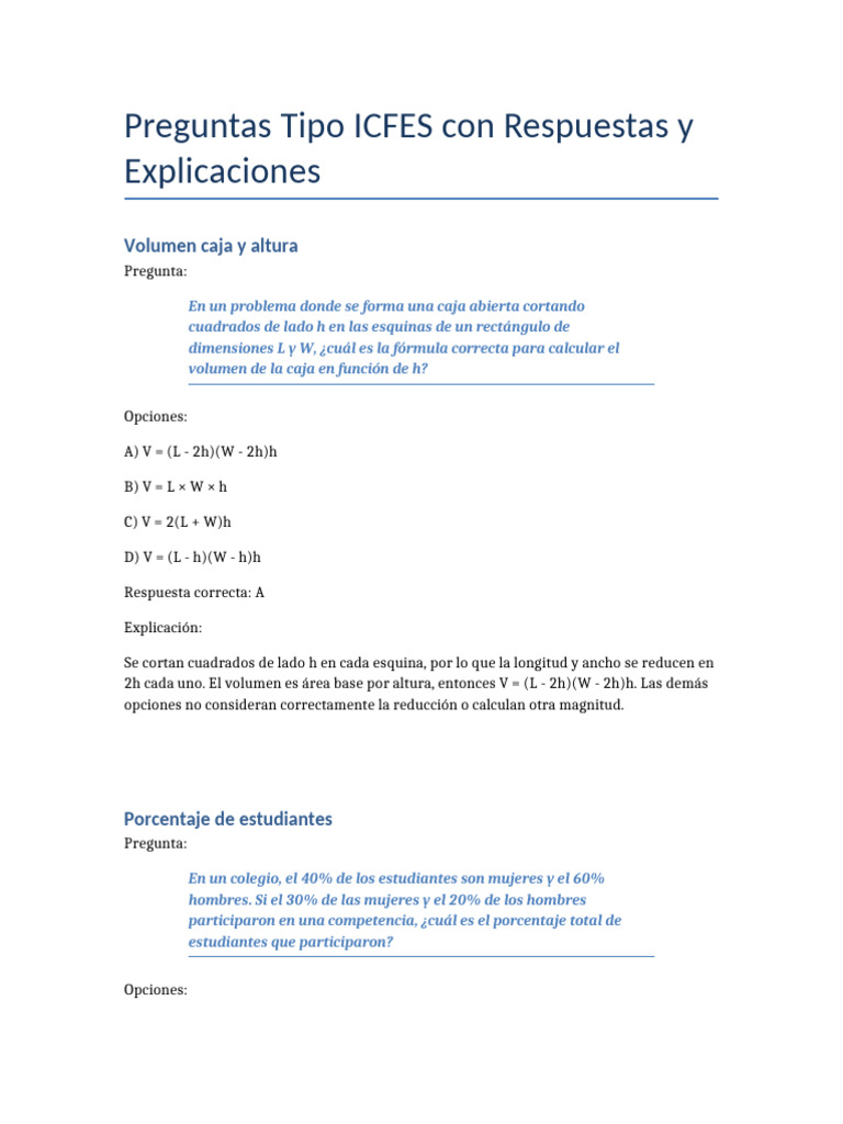 Preguntas Tipo Icfes Respuestas Explicaciones | PDF
