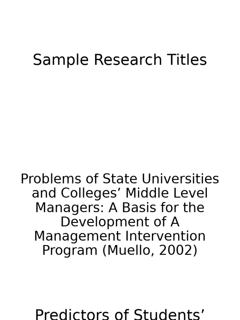Sample Research Titles | PDF