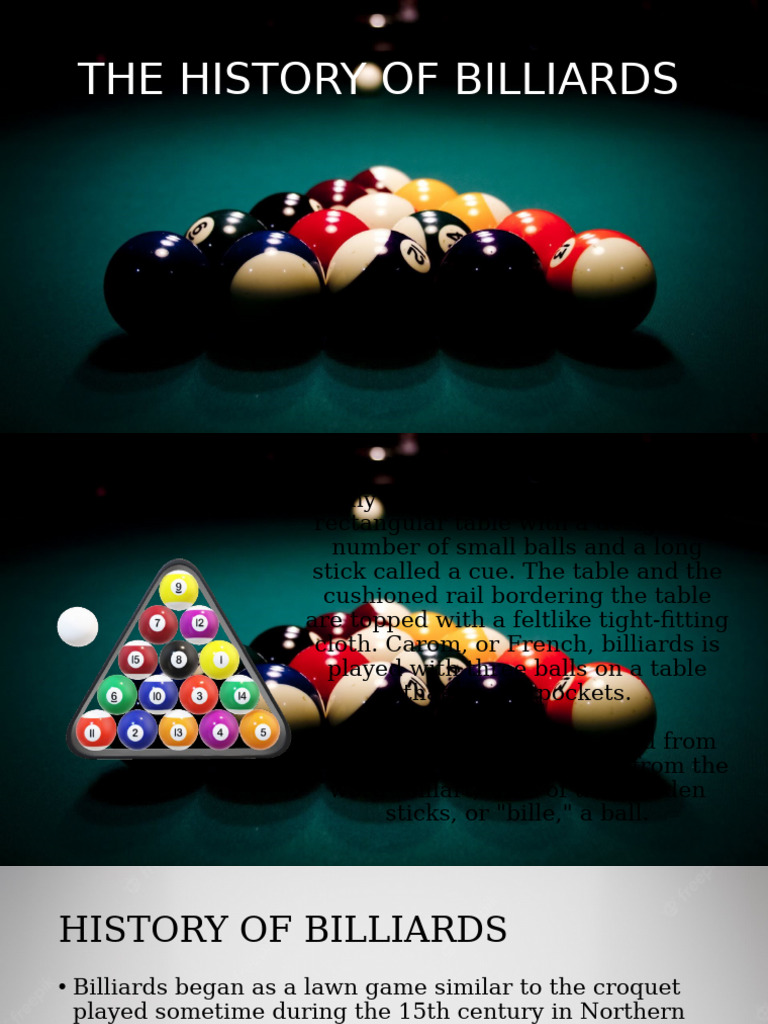 The History of Billiards Group 6 | PDF | Cue Sports | Pool (Cue Sports)
