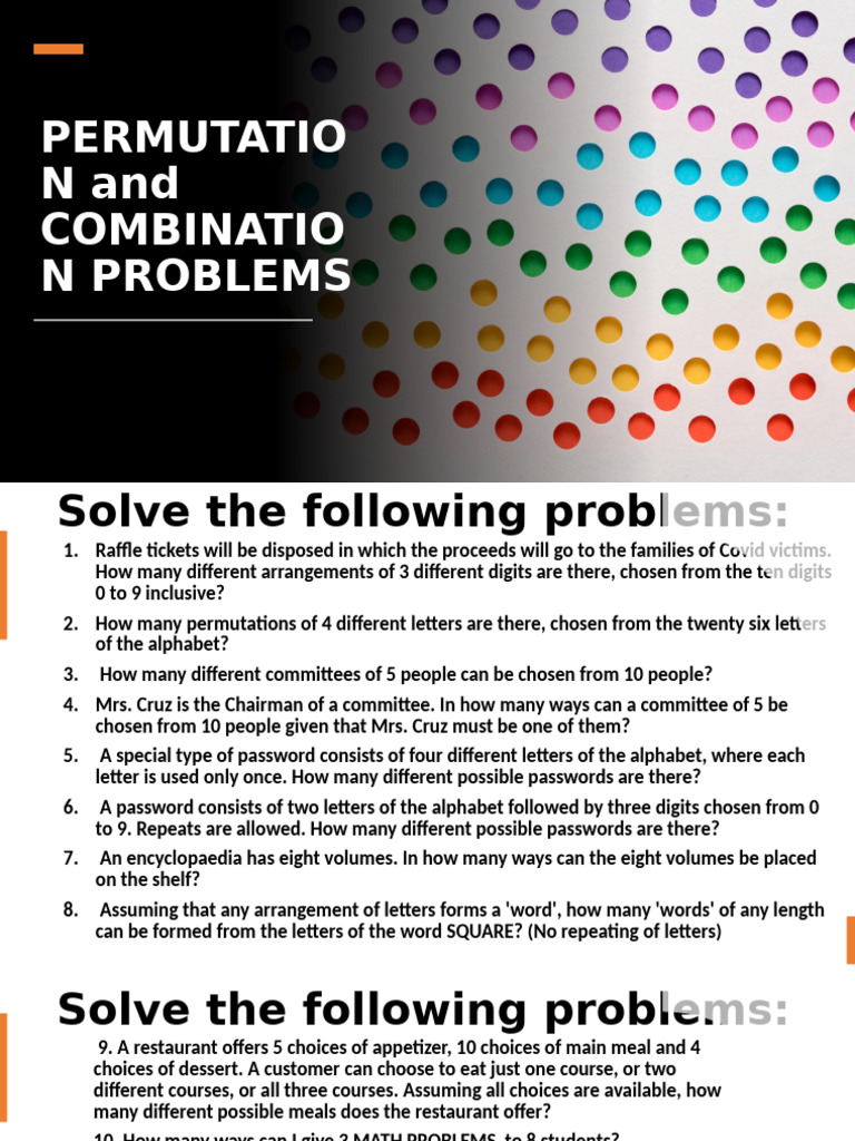 Permutation and Combination Problems No Solution | PDF | Consonant | Permutation