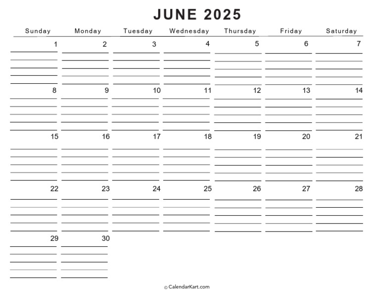 June 2025 Calendar Layout | PDF