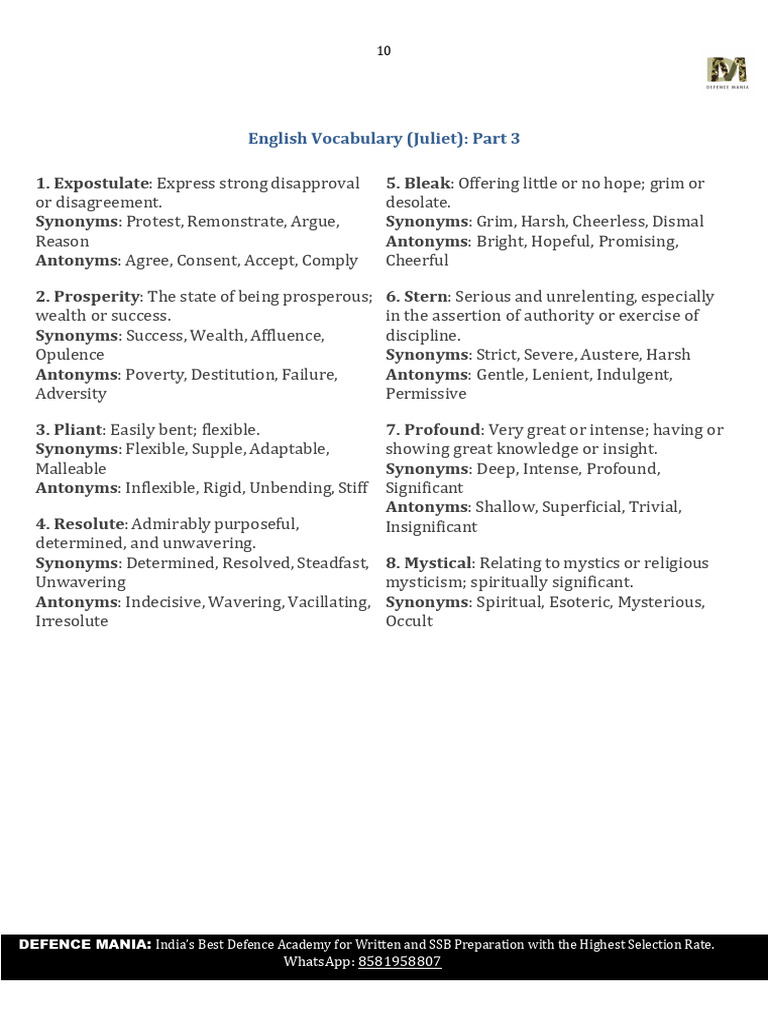 Vocab - 4th July | PDF