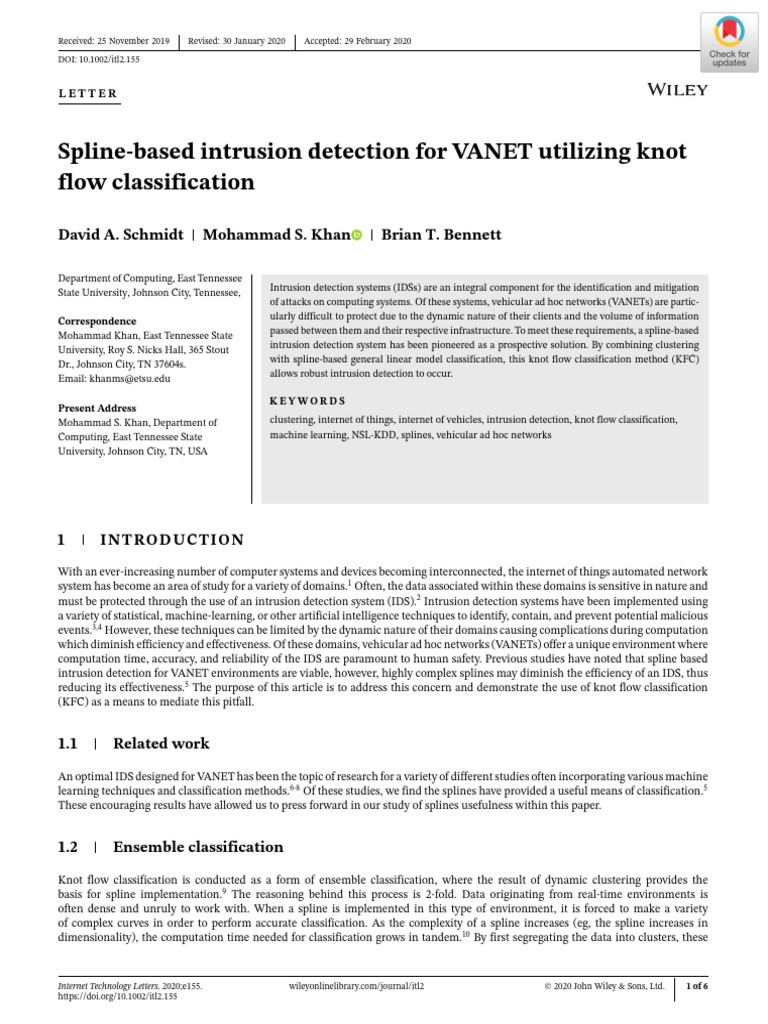 Spline-Based Intrusion Detection For VANET Utilizing Knot | PDF | Support Vector Machine ...