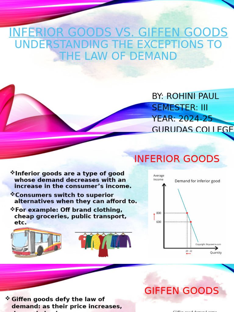 Inferior vs. Giffen Goods Explained | PDF