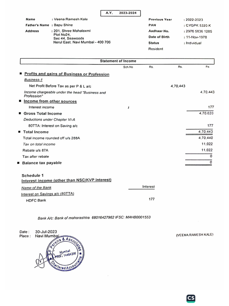 Statement of Income 2023-2024 | PDF