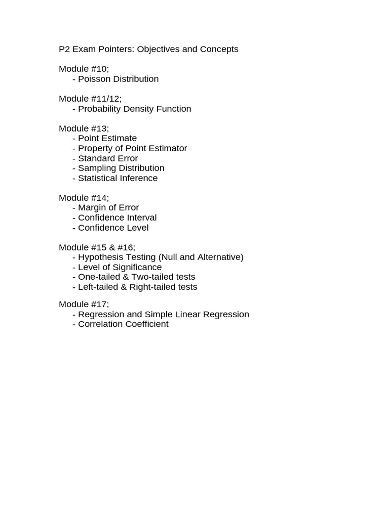 P2 Exam Pointers | PDF