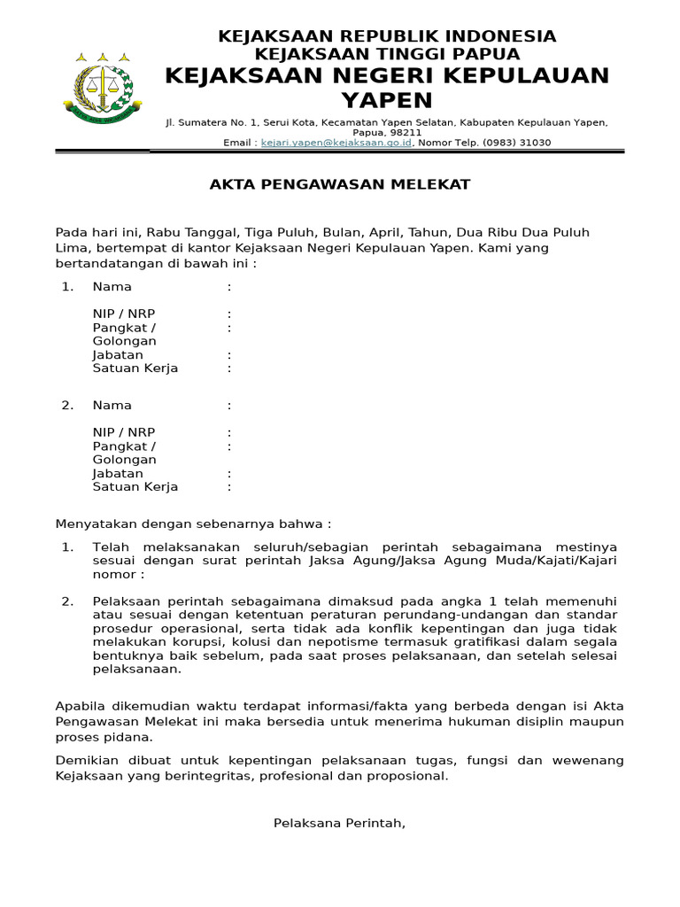 Akta Pengawasan Melekat Kejaksaan | PDF