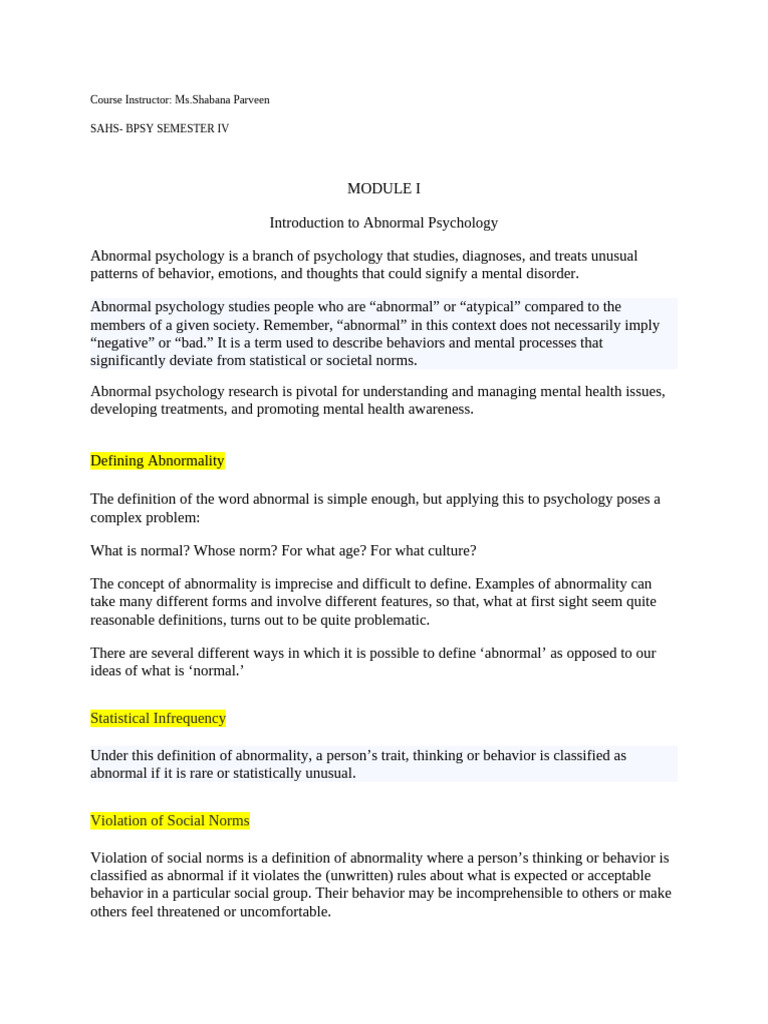 NOTES of Abnormal Psychology | PDF | Behaviorism | Mental Disorder