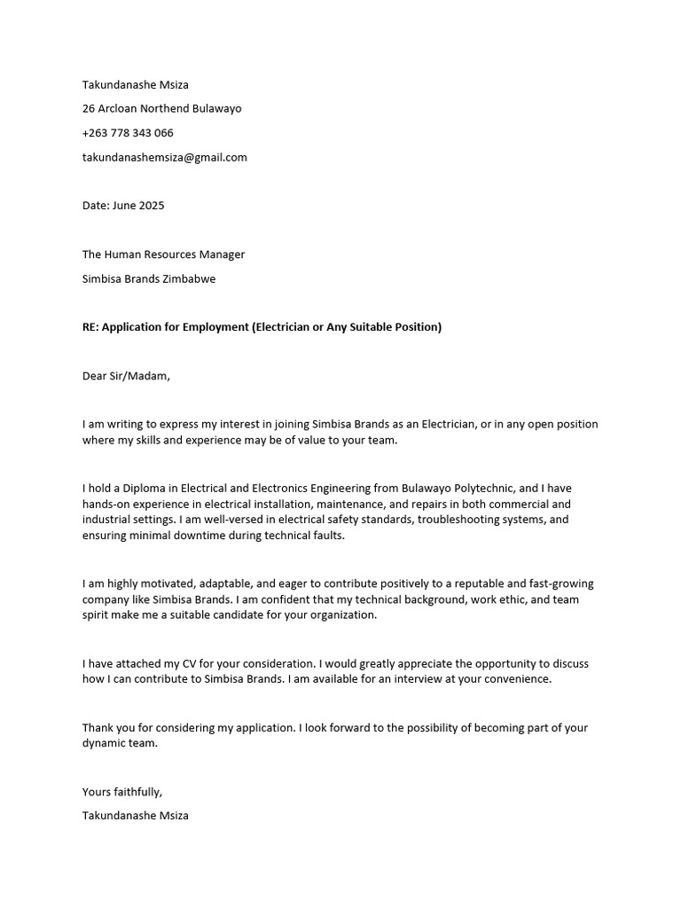 Takunda Simbisa Application | PDF
