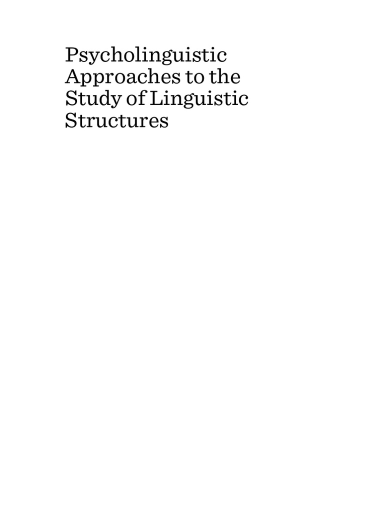 Psycholinguistic Approaches Book | PDF | Grammatical Gender | Linguistics