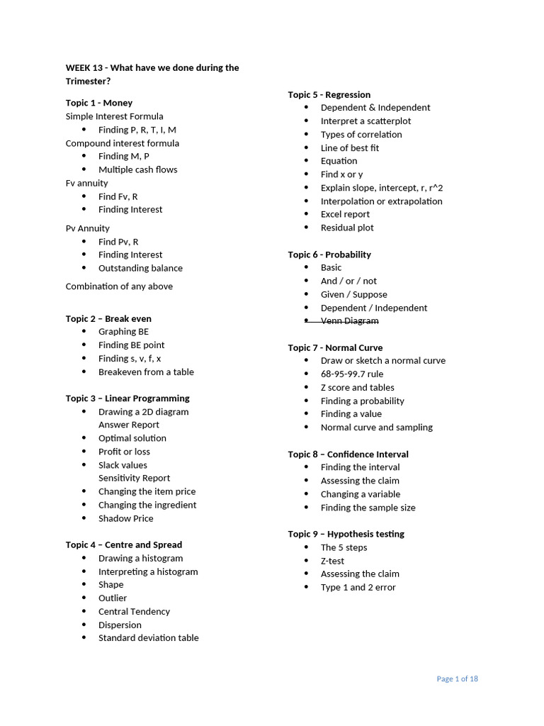Revision A Questions Class Questions | PDF | Interest | Statistical Analysis